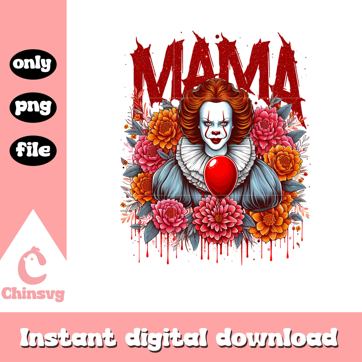 Pennywise mama red rose png, horror character png, mama png – Chinsvg