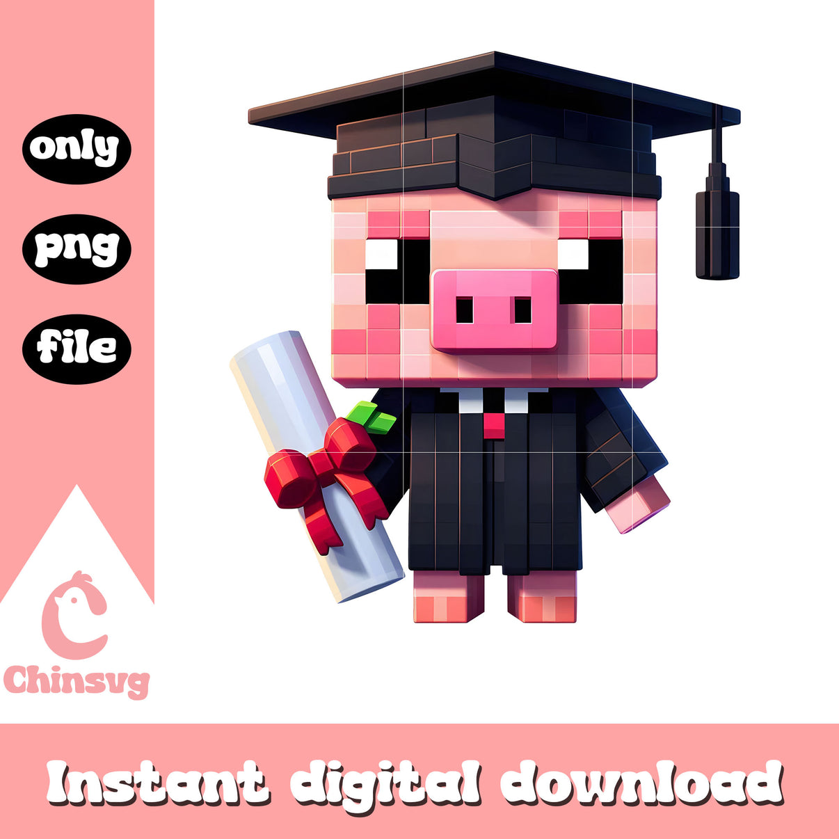 Pig minecraft graduation png, graduation day design png – Chinsvg