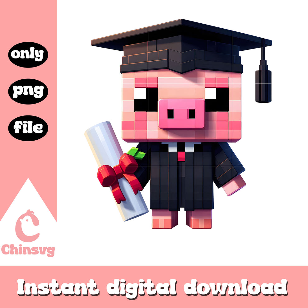Pig minecraft graduation png, graduation day design png – Chinsvg