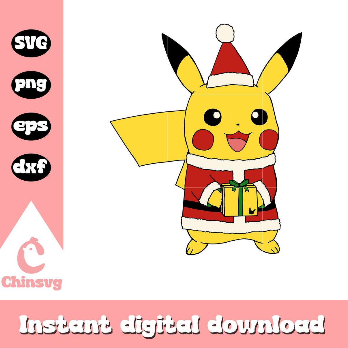 Pikachu character christmas present svg, pikachu svg, pokemon svg – Chinsvg
