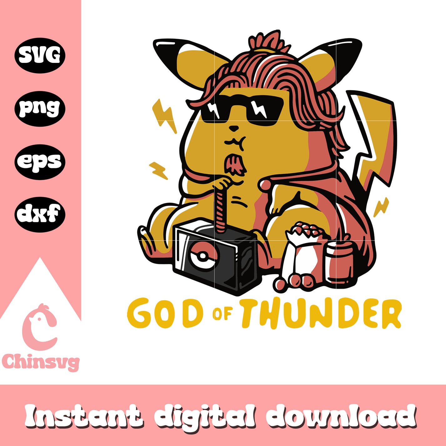 Pikachu god of thunder svg, Pikachu svg, pokemon svg – Chinsvg