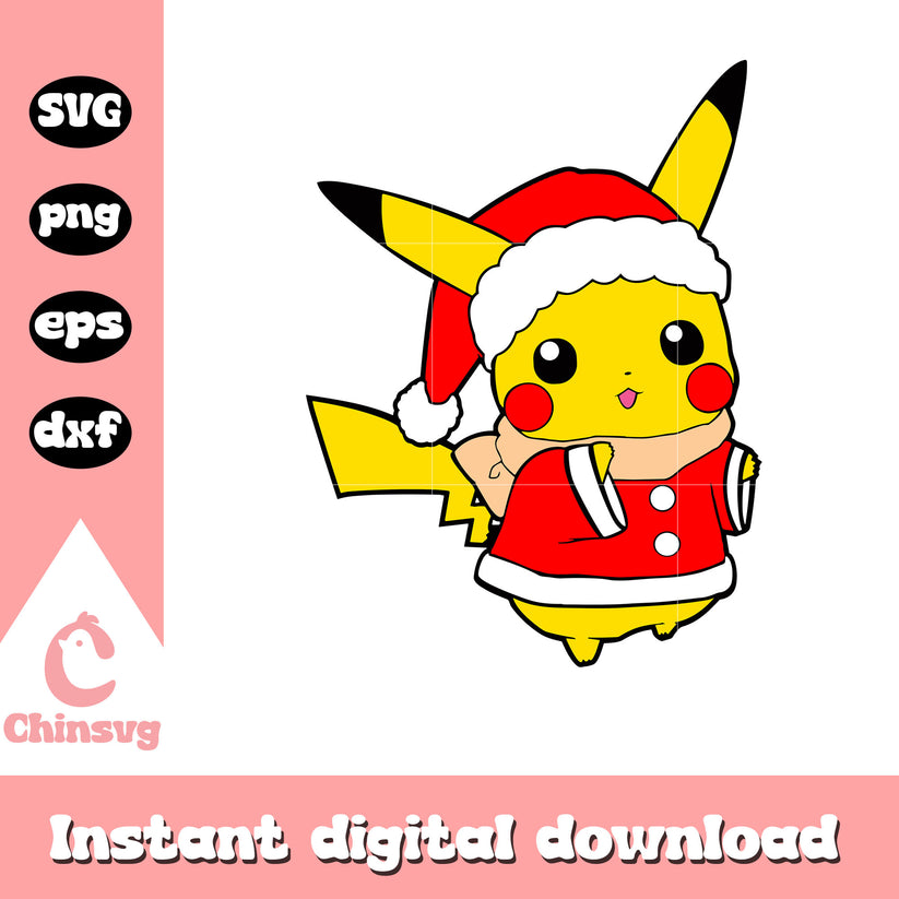 Pikachu santa hat svg, pokemon characters svg, anime svg – Chinsvg