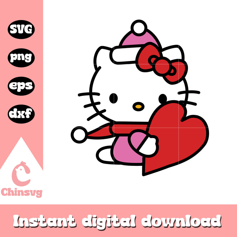 Pink hello kitty and red love svg, pink hello kitty svg, love hello ki ...