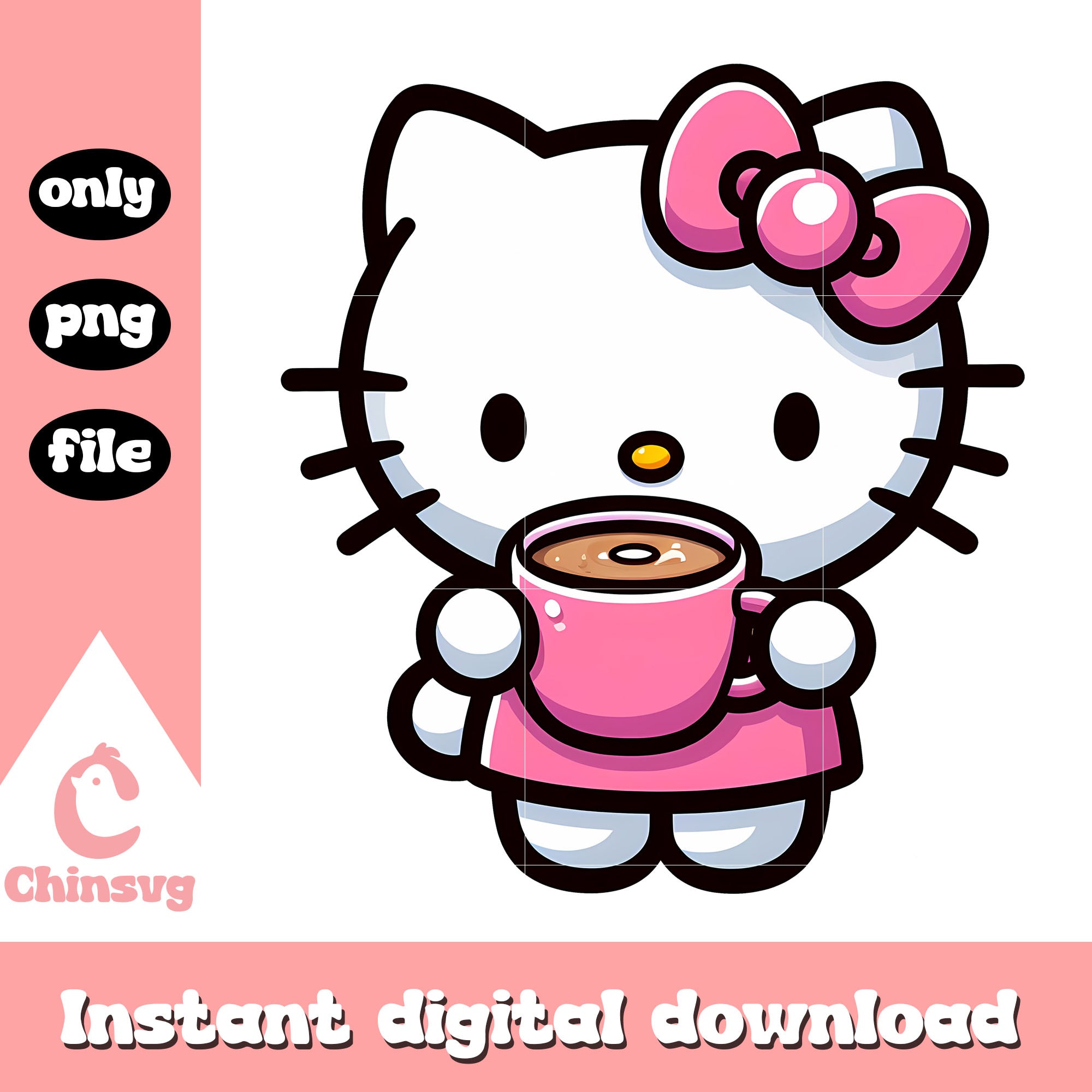 Pink hello kitty drink coffee png, hello kitty png, coffee png – Chinsvg