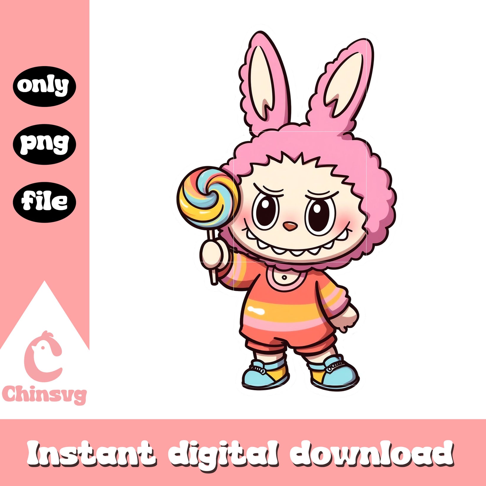 Pink labubu cute costume design png, labubu clothing png – Chinsvg