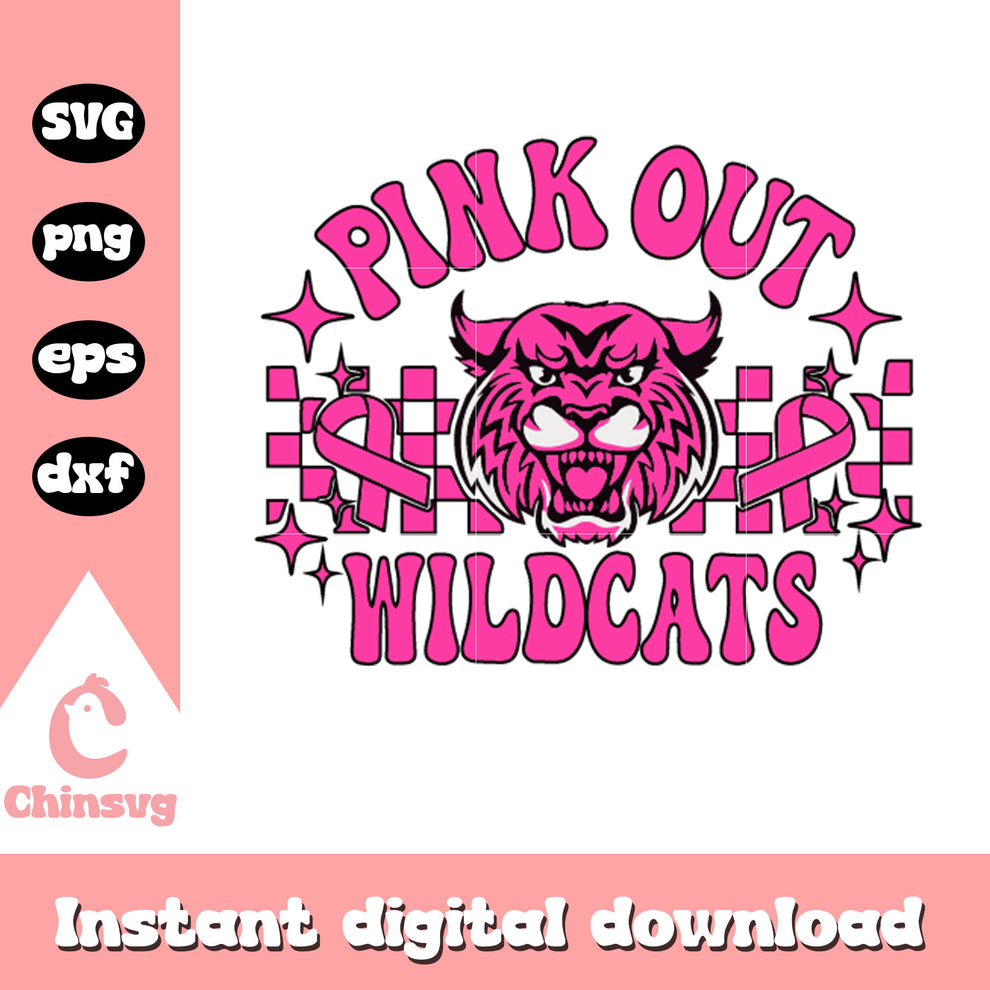 Pink out wildcats checkered pattern svg, awareness ribbon svg – Chinsvg