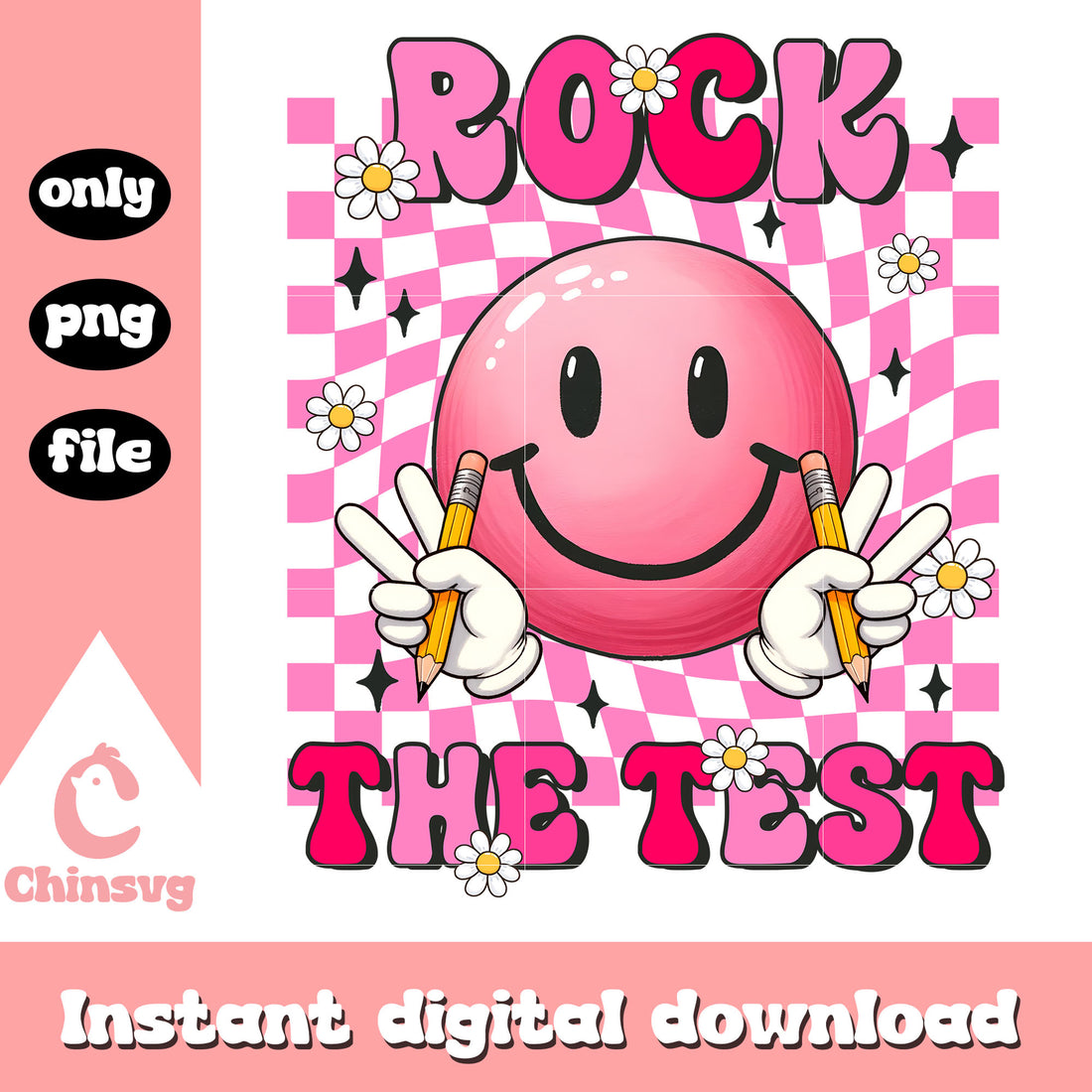 Pink smiley rock the test png, test png, quotes of the day png – Chinsvg