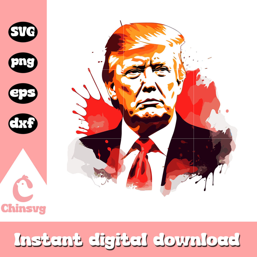Portrait donald trump watercolor design svg, donald trump svg – Chinsvg