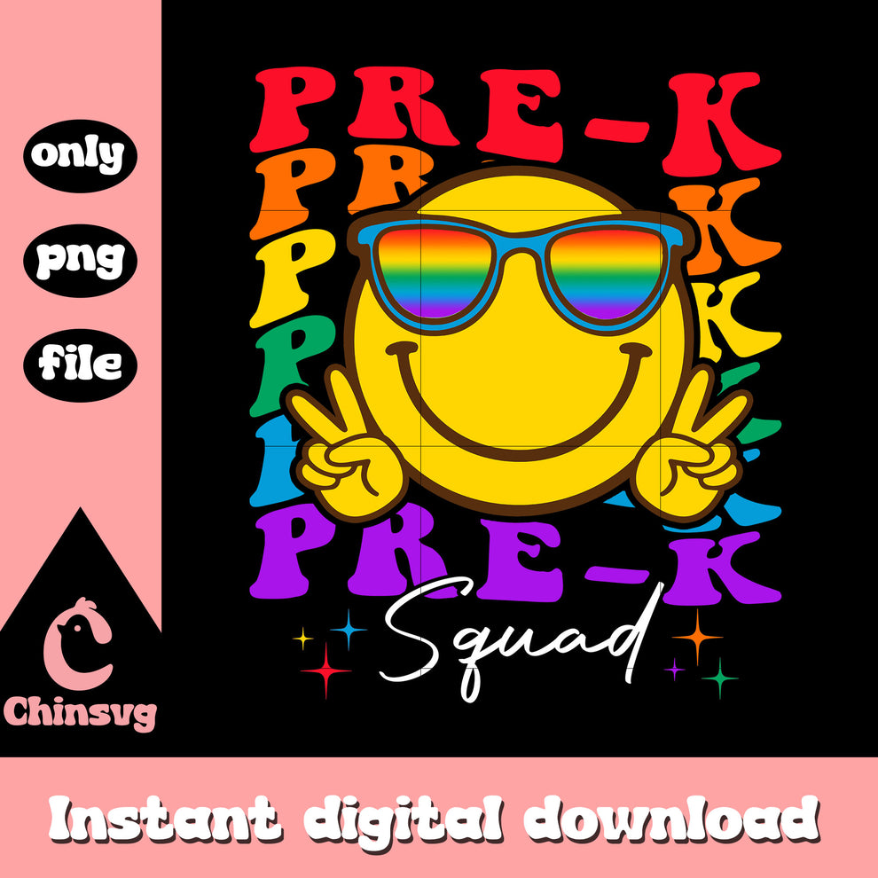 Pre-k squad smiley face design png, back to school season png – Chinsvg