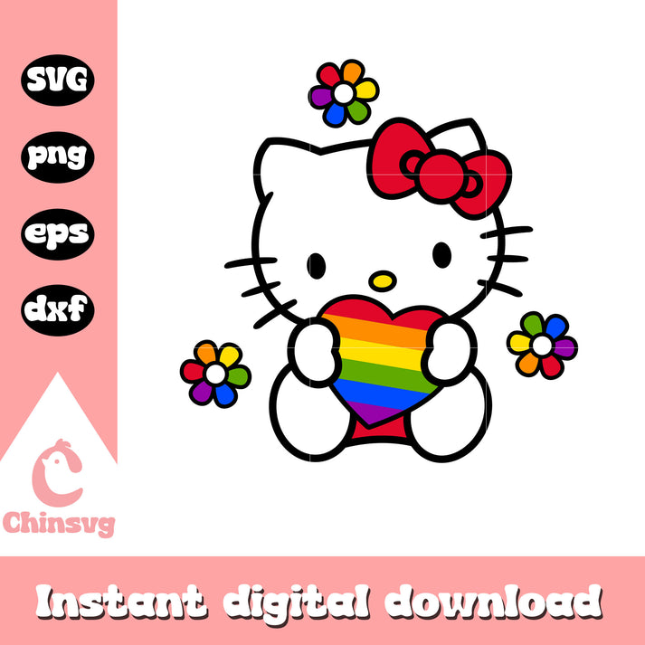 Pride heart hello kitty svg, hello kitty svg, sanrio cartoon svg – Chinsvg