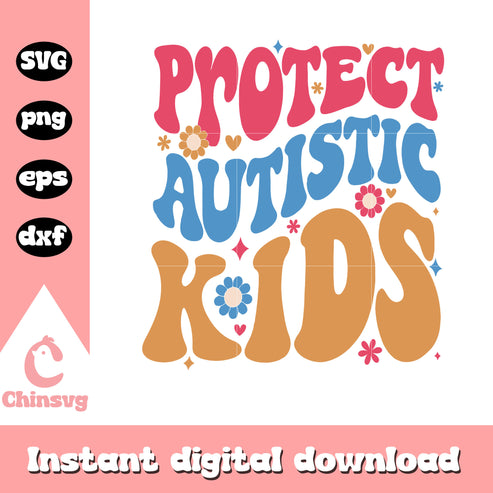 Protect autistic kids wave font svg, autism awarenes month svg – Chinsvg