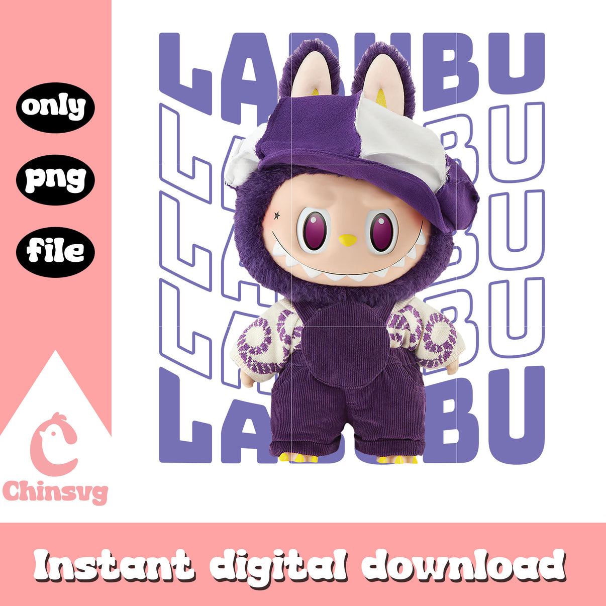 Purple haze labubu clipart design png, monster labubu png – Chinsvg