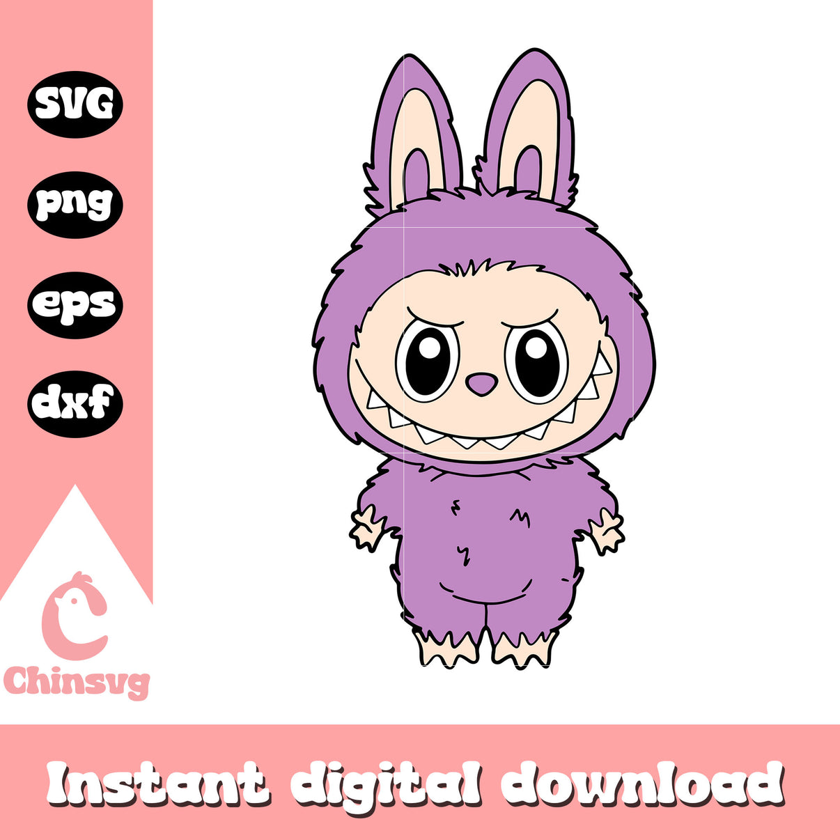 Purple labubu cute doll drawing design svg, purple labubu svg – Chinsvg