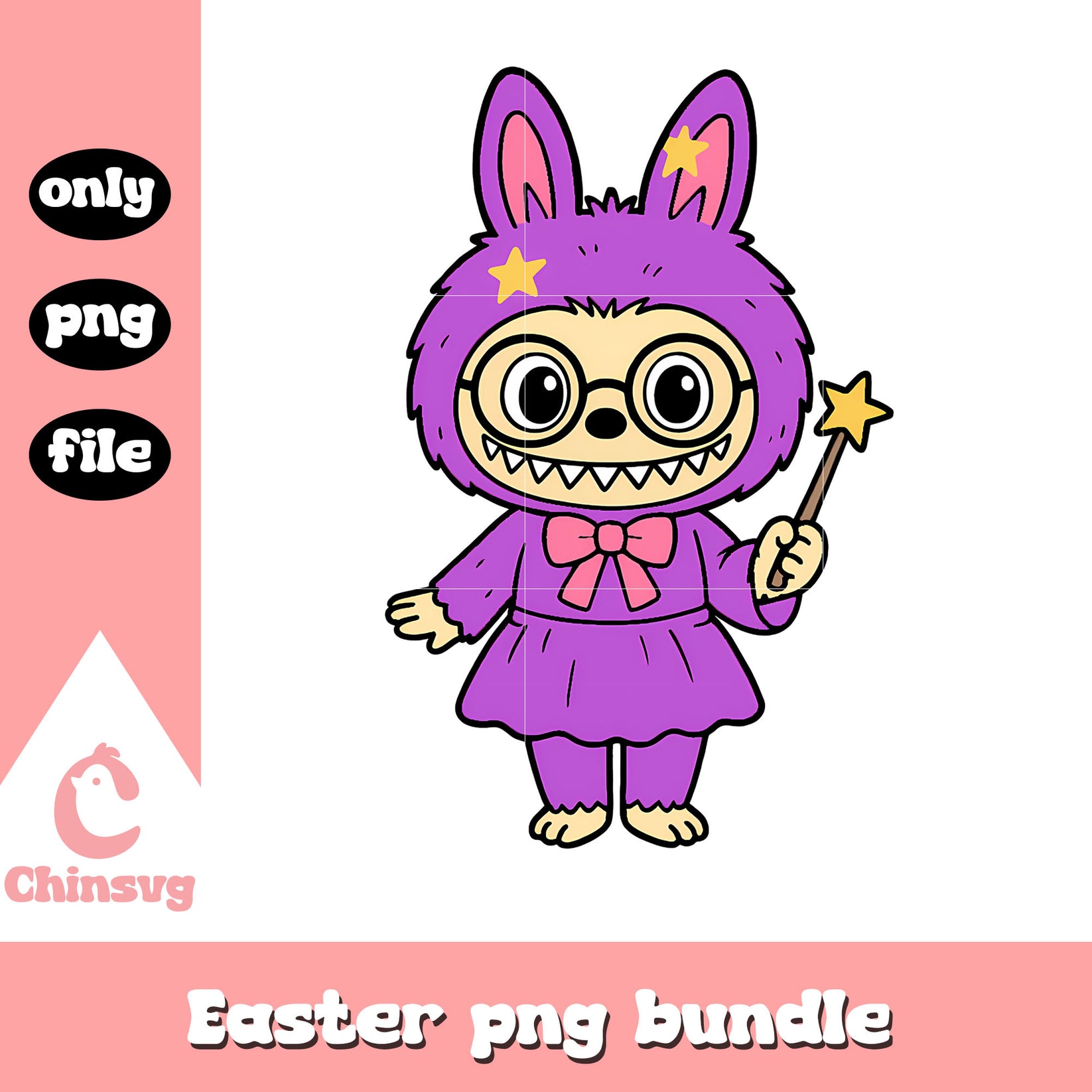 Purple magical girl labubu cute doll png, labubu popmart png – Chinsvg