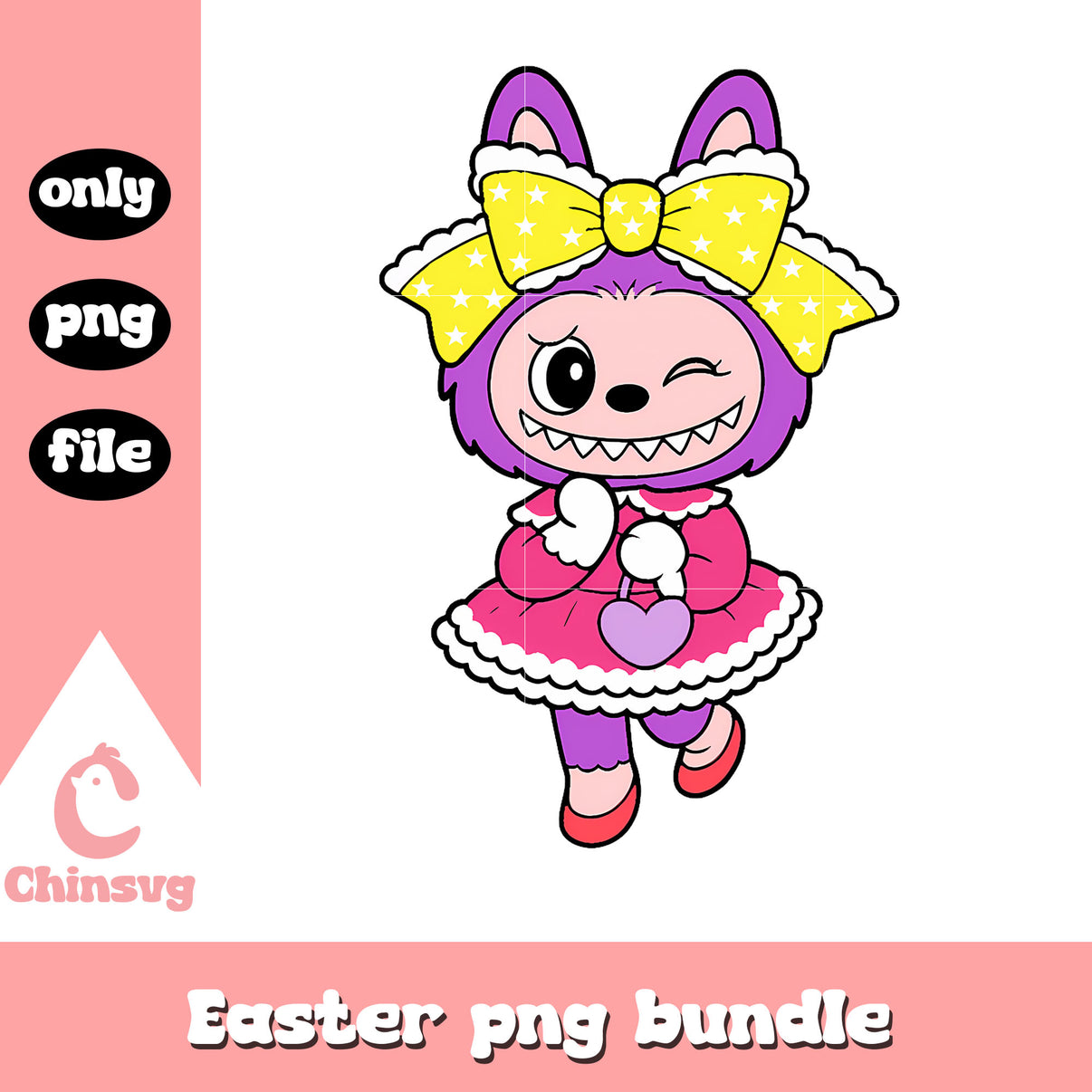 Purple winking bow girl labubu doll design png, labubu box png – Chinsvg