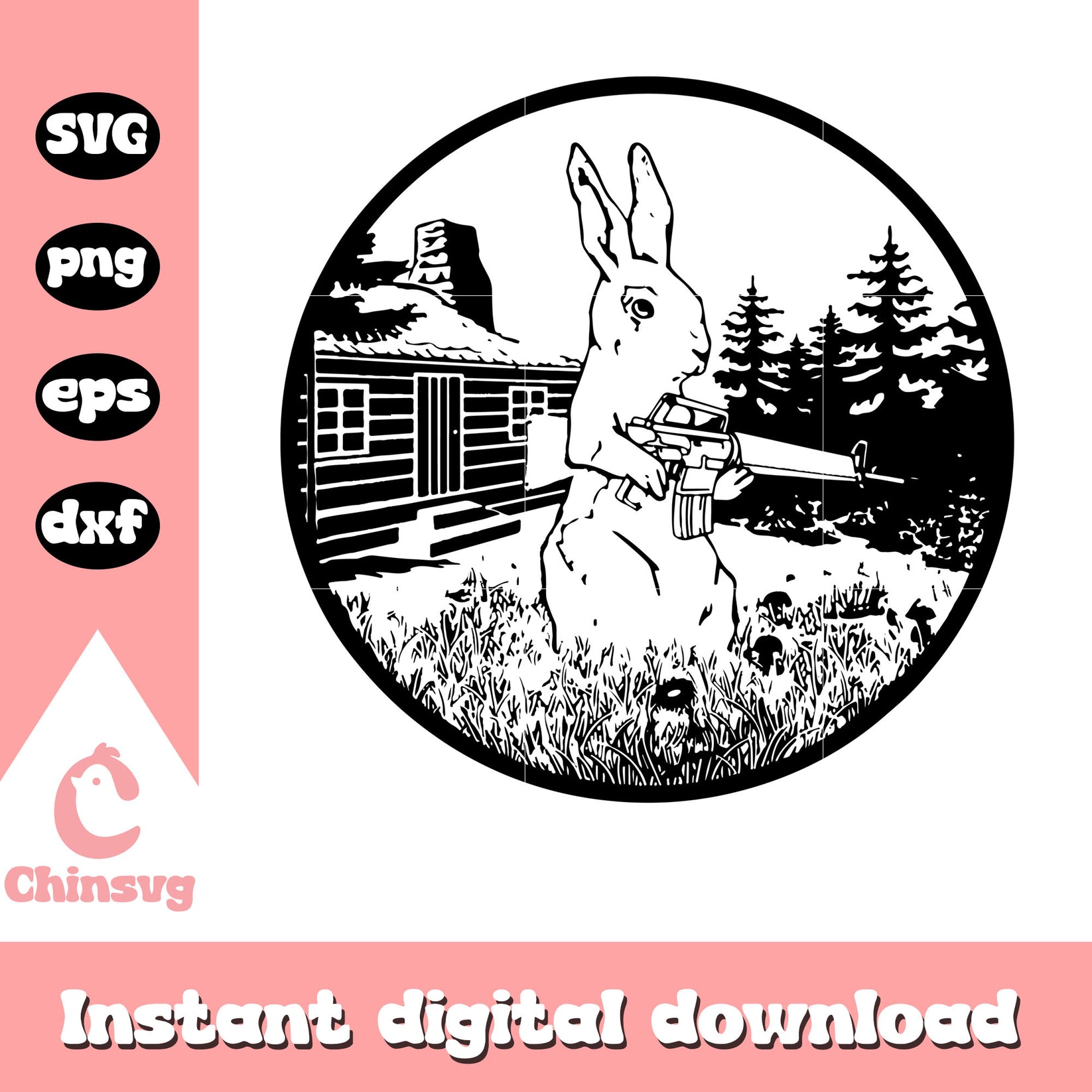 Rabbit Hunter Army svg, Bunny With Gun svg, bunny svg – Chinsvg