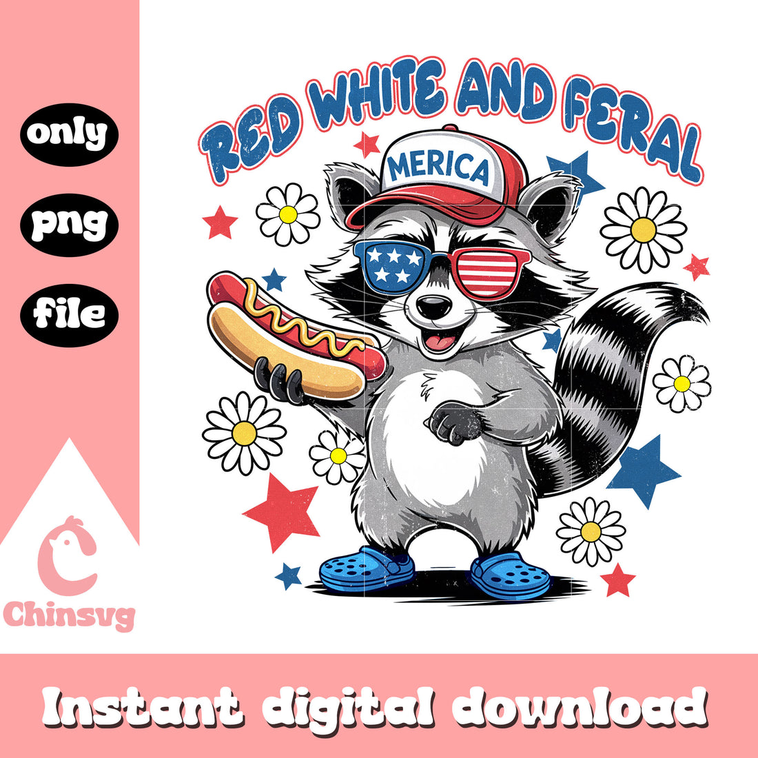 Raccoon happy red white and feral png, Raccoon merica png – Chinsvg