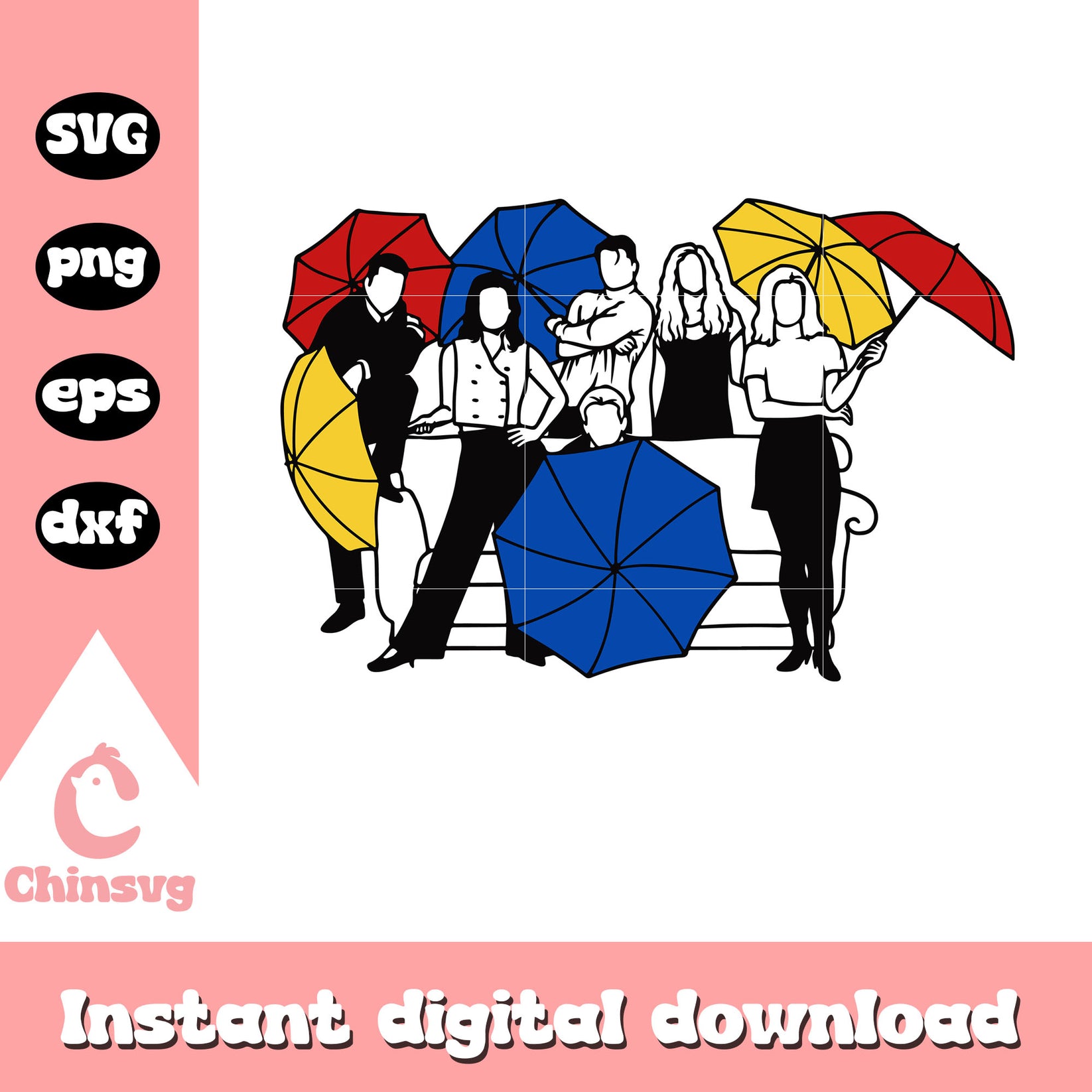Rachel Monica Phoebe Chandler Joey Ross Friends svg, TV Show svg – Chinsvg