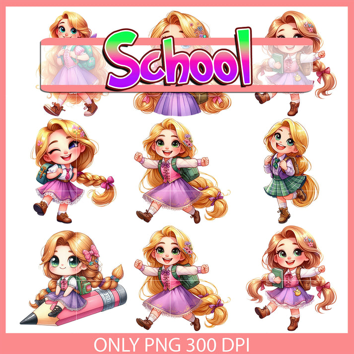 Rapunzel back to school design bundle png, rapunzel disney png – Chinsvg