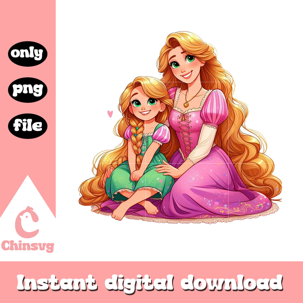 Rapunzel princess mom and daughter png, disney mom png – Chinsvg