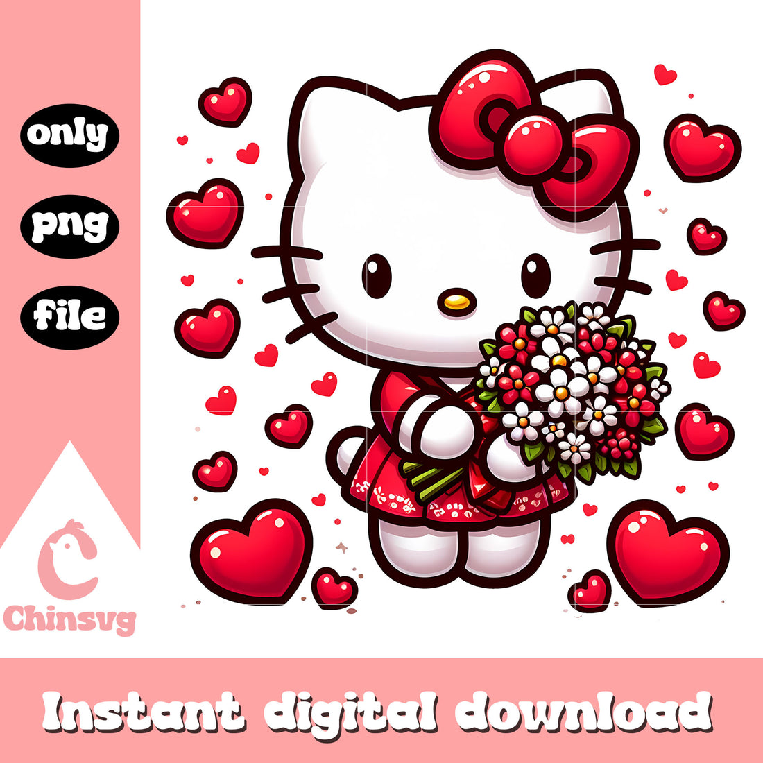 Red flowers hello kitty png, valentine gift png, flowers png – Chinsvg