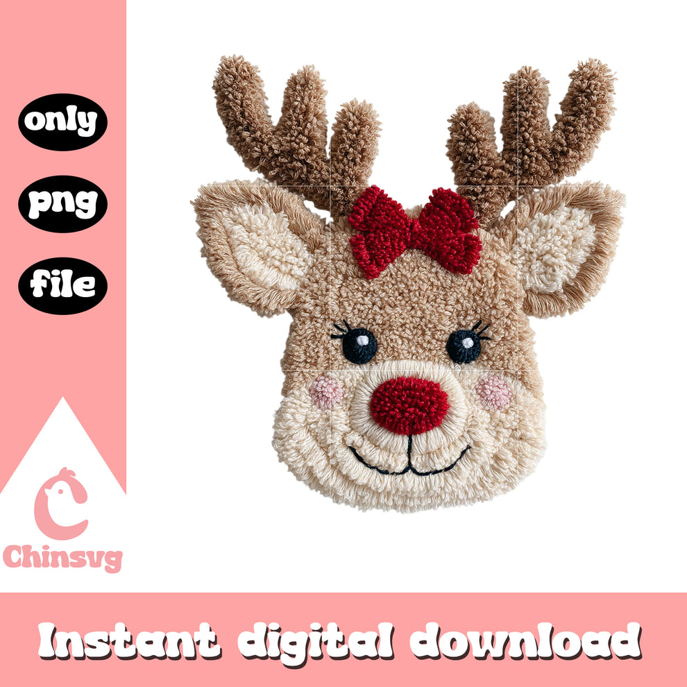 Red nose reindeer patchwork png, christmas reindeer png – Chinsvg