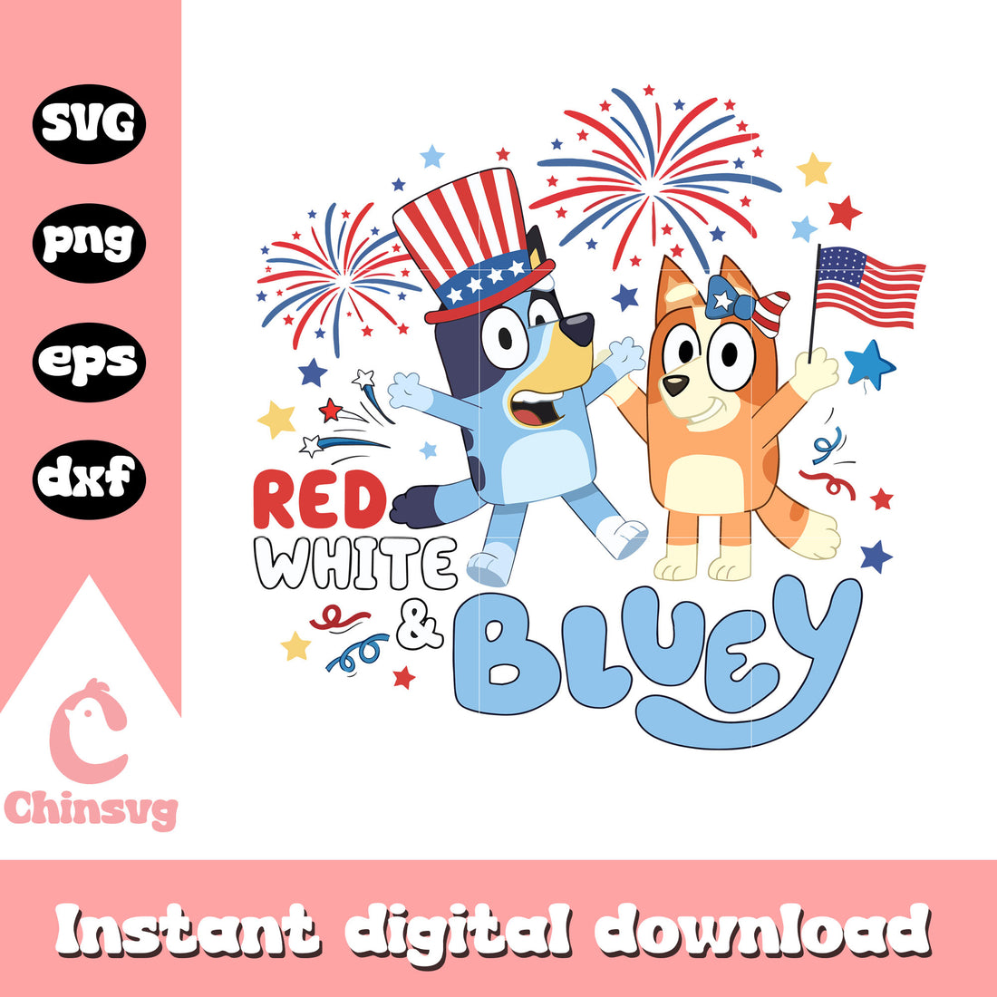 Red white and bluey america flag svg, happy independence day svg – Chinsvg