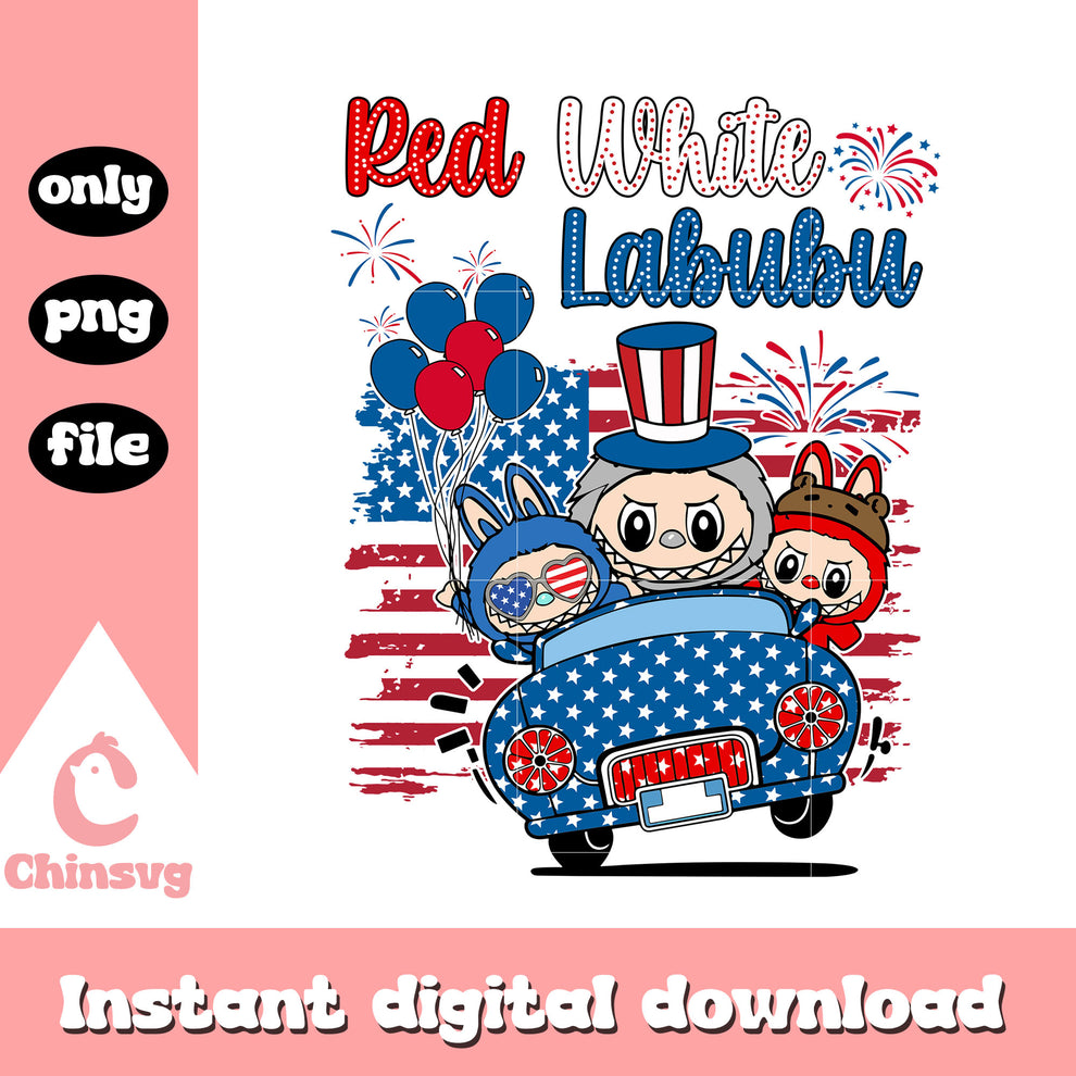 Red white labubu car design png, american flag png, labubu png – Chinsvg