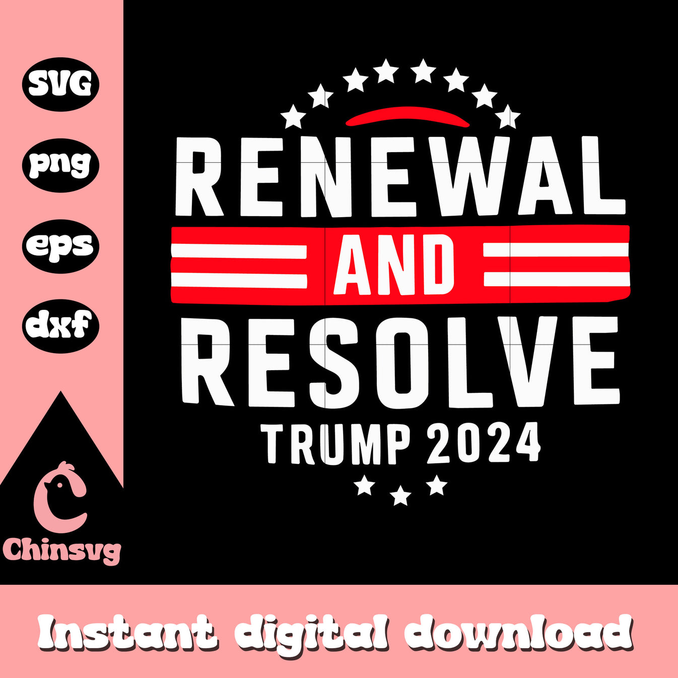 Renewal and resolve trump 2024 svg, trump text logo svg – Chinsvg