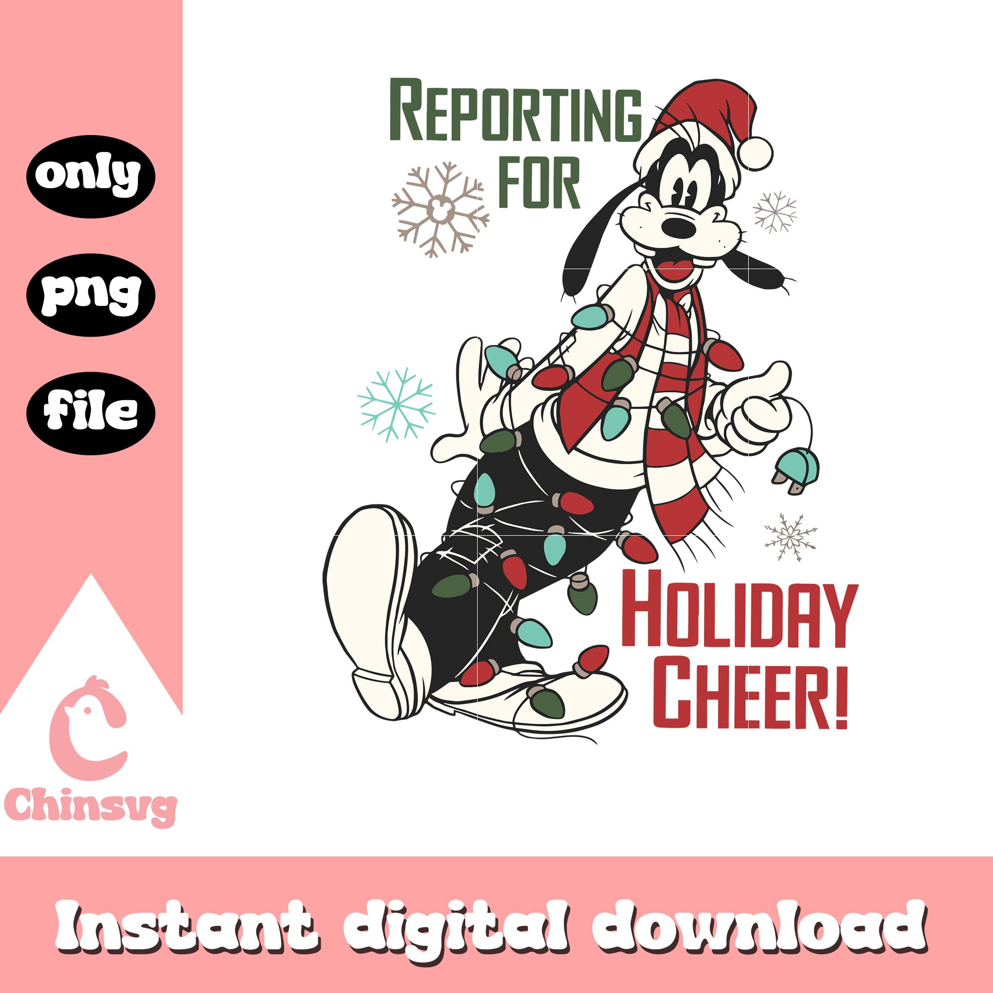 Reporting for holiday cheer goofy png, christmas lights png – Chinsvg