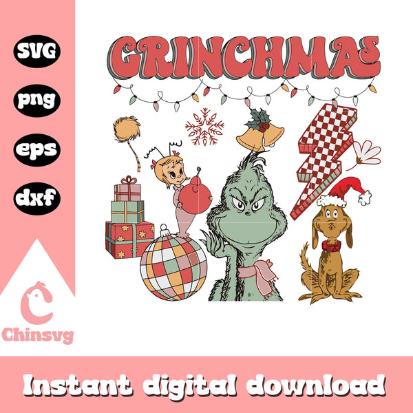 Retro grinchmas and friends design svg, grinch cindy lou and max svg ...