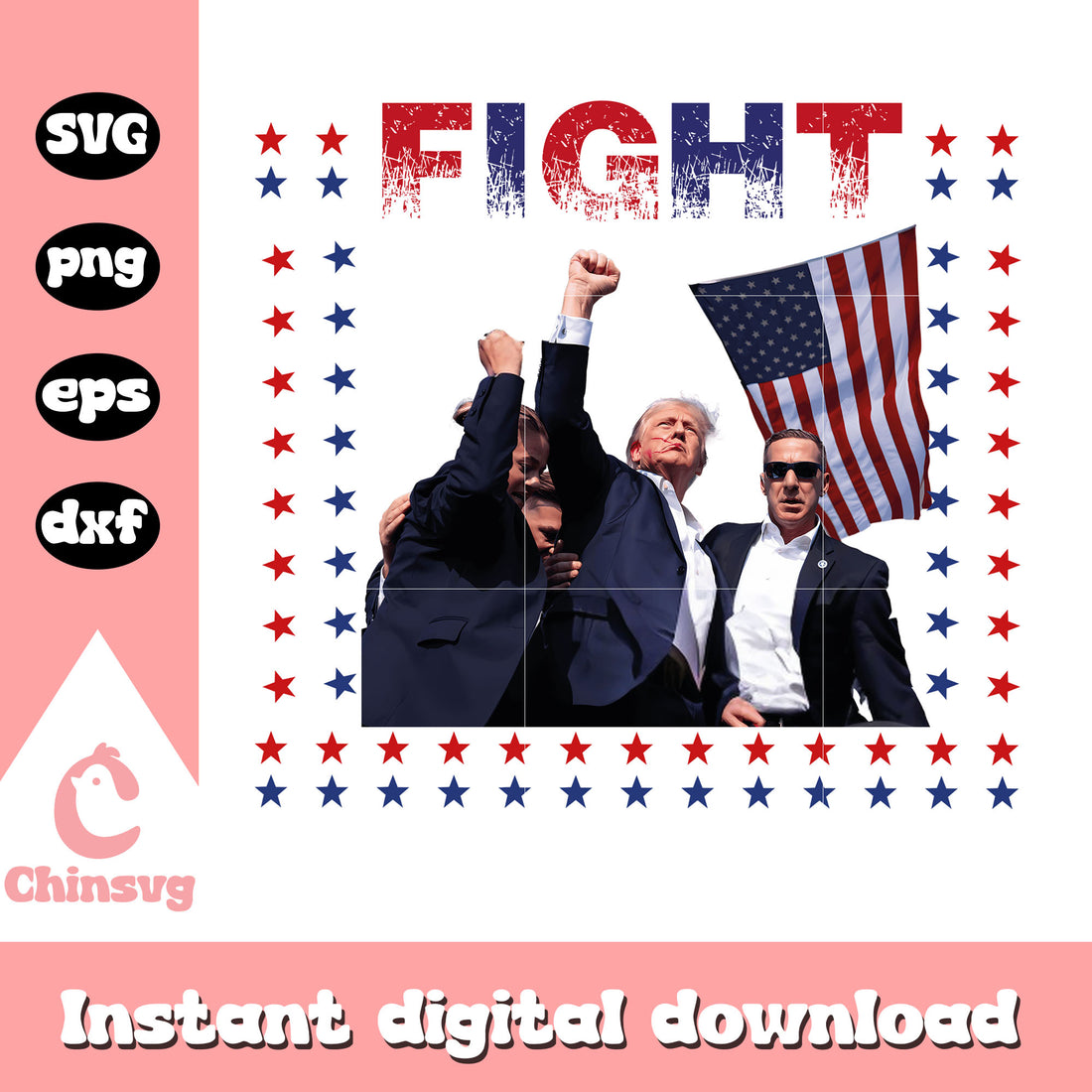 Retro donald trump fight logo svg, donald trump fight photo svg – Chinsvg