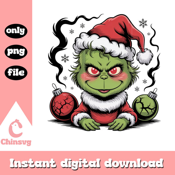 Retro grinch dark christmas balls png, merry christmas clipart png ...