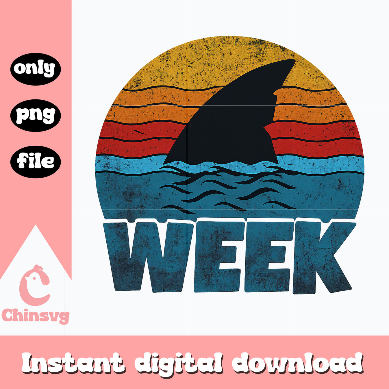 Retro shark fin week 2025 design png, lover shark png, shark logo png ...