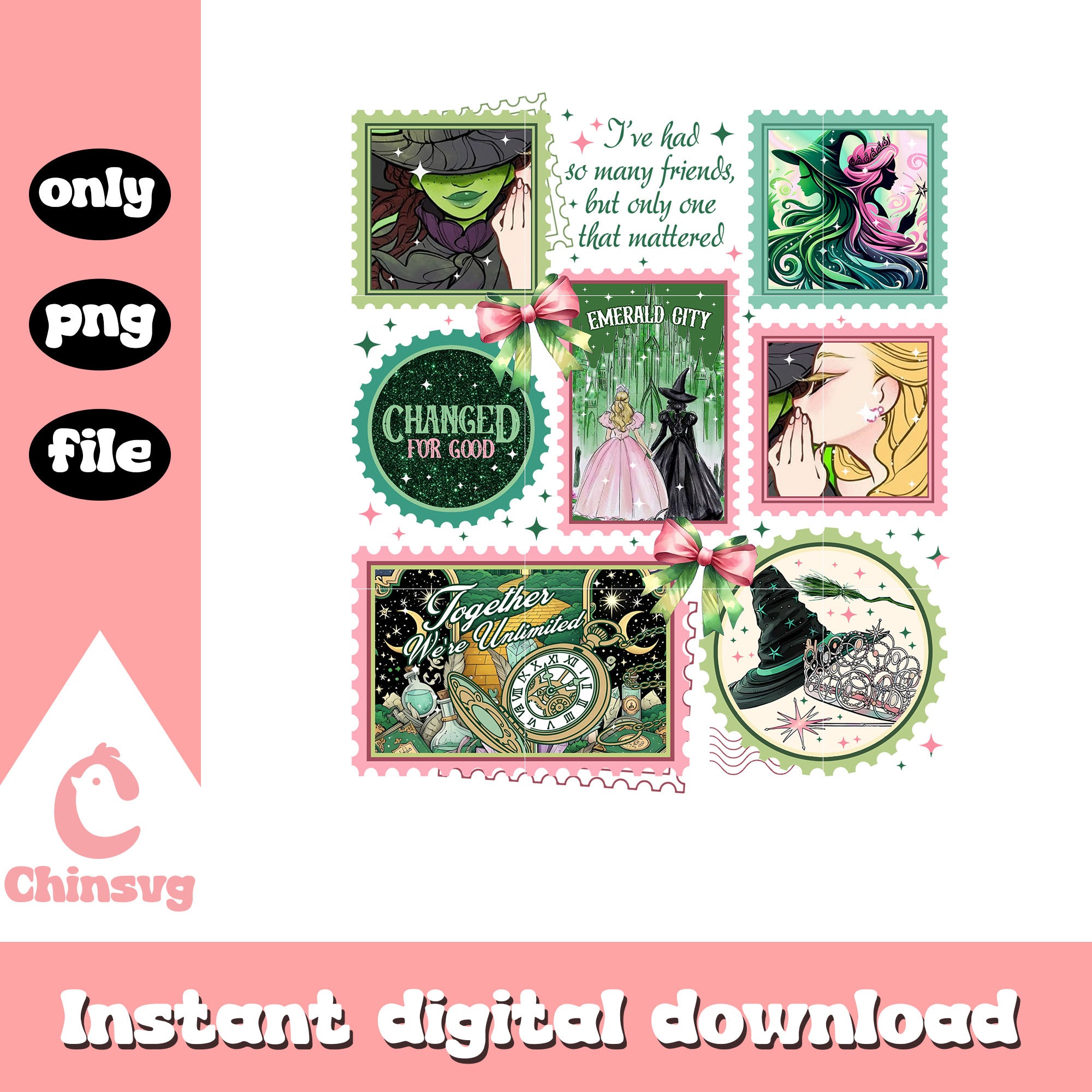 Retro wicked changed for good stamps png, christmas art png – Chinsvg