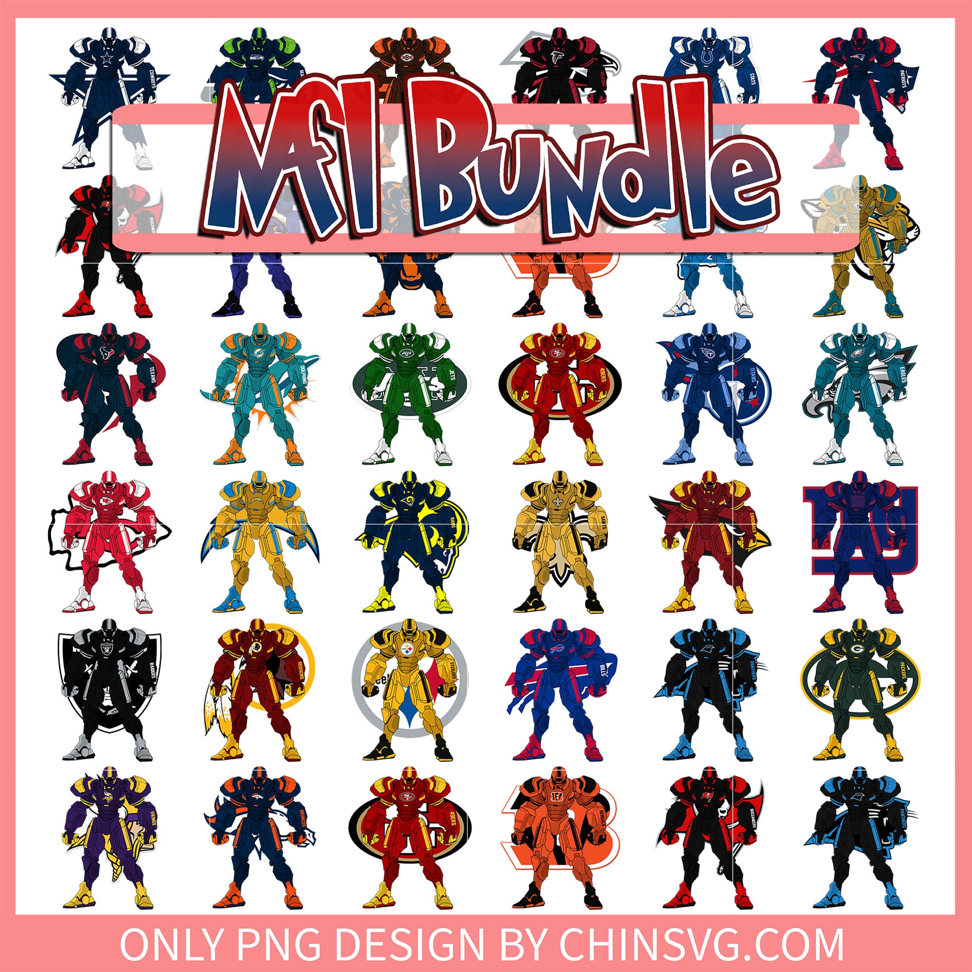 Robot player nfl design bundle png, football nfl png, logo nfl png ...