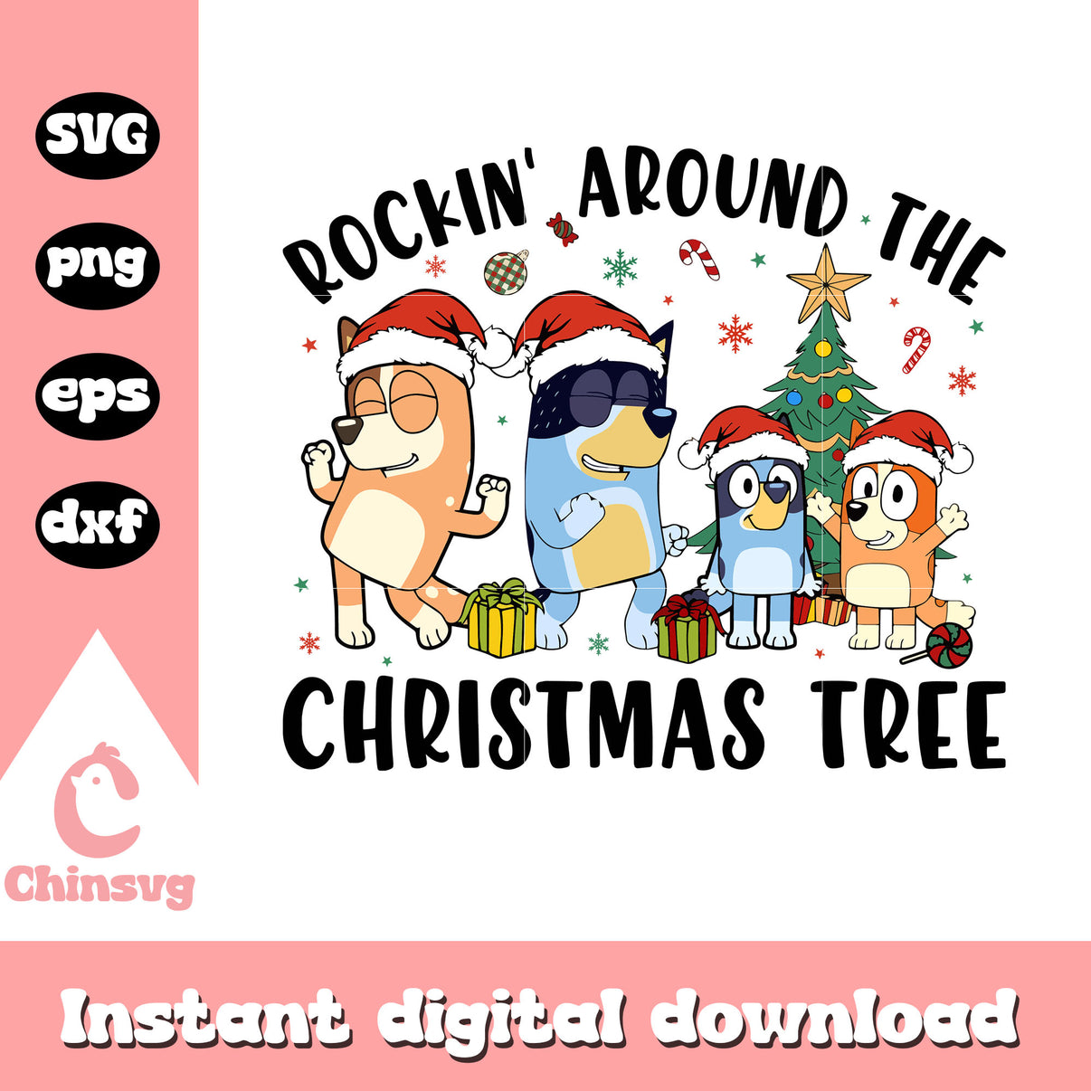 Rockin around the christmas tree svg, bluey school friends svg – Chinsvg