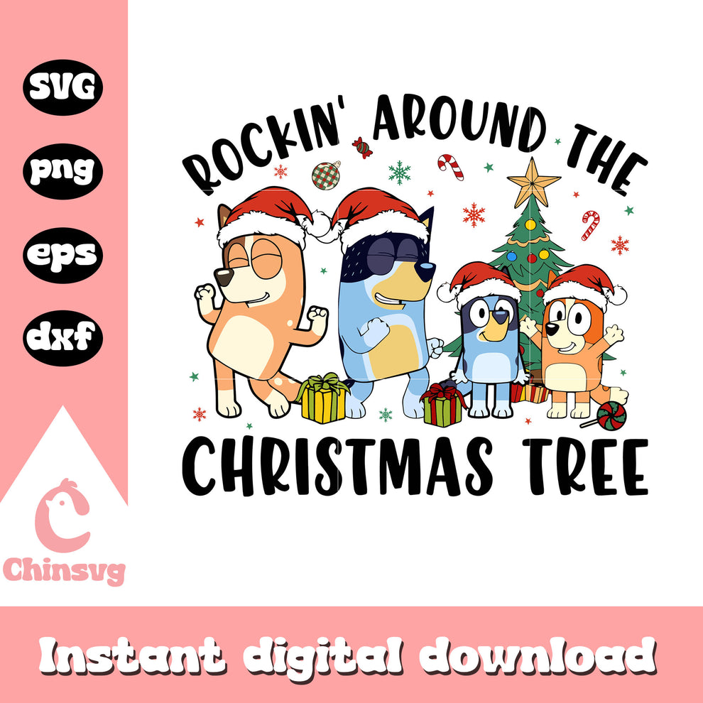 Rockin around the christmas tree svg, bluey school friends svg – Chinsvg