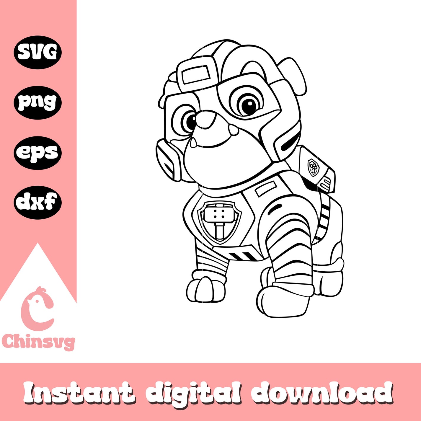 Rubble might pups outline svg, paw patrol rubble png, movies svg – Chinsvg