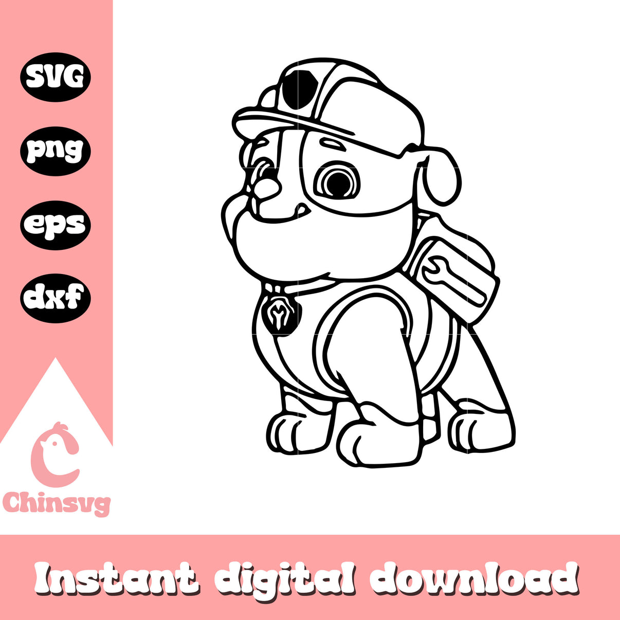 Rubble paw patrol character outline svg, paw patrol cast svg – Chinsvg