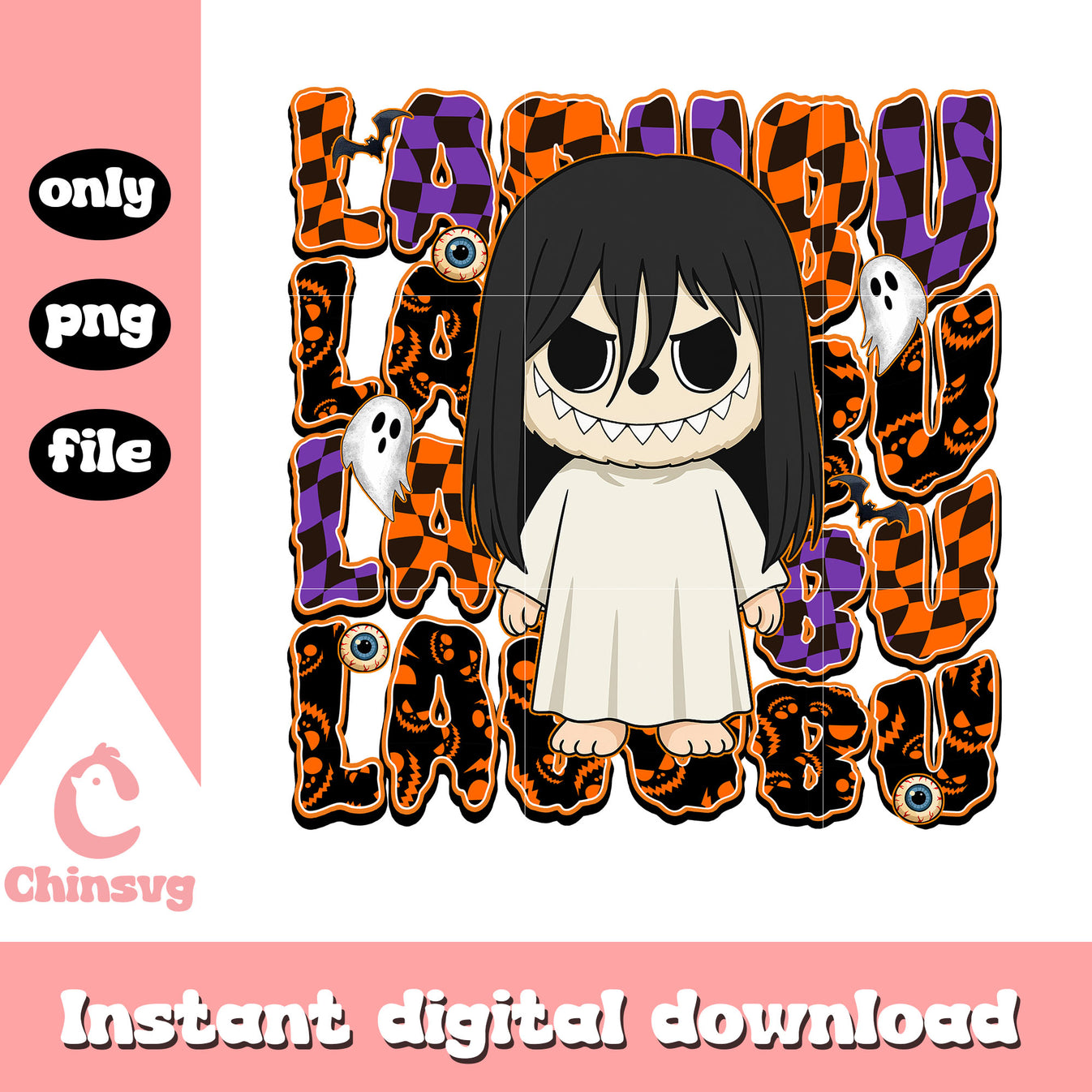 Sadako labubu doll design png, sadako ghost png, halloween art png ...