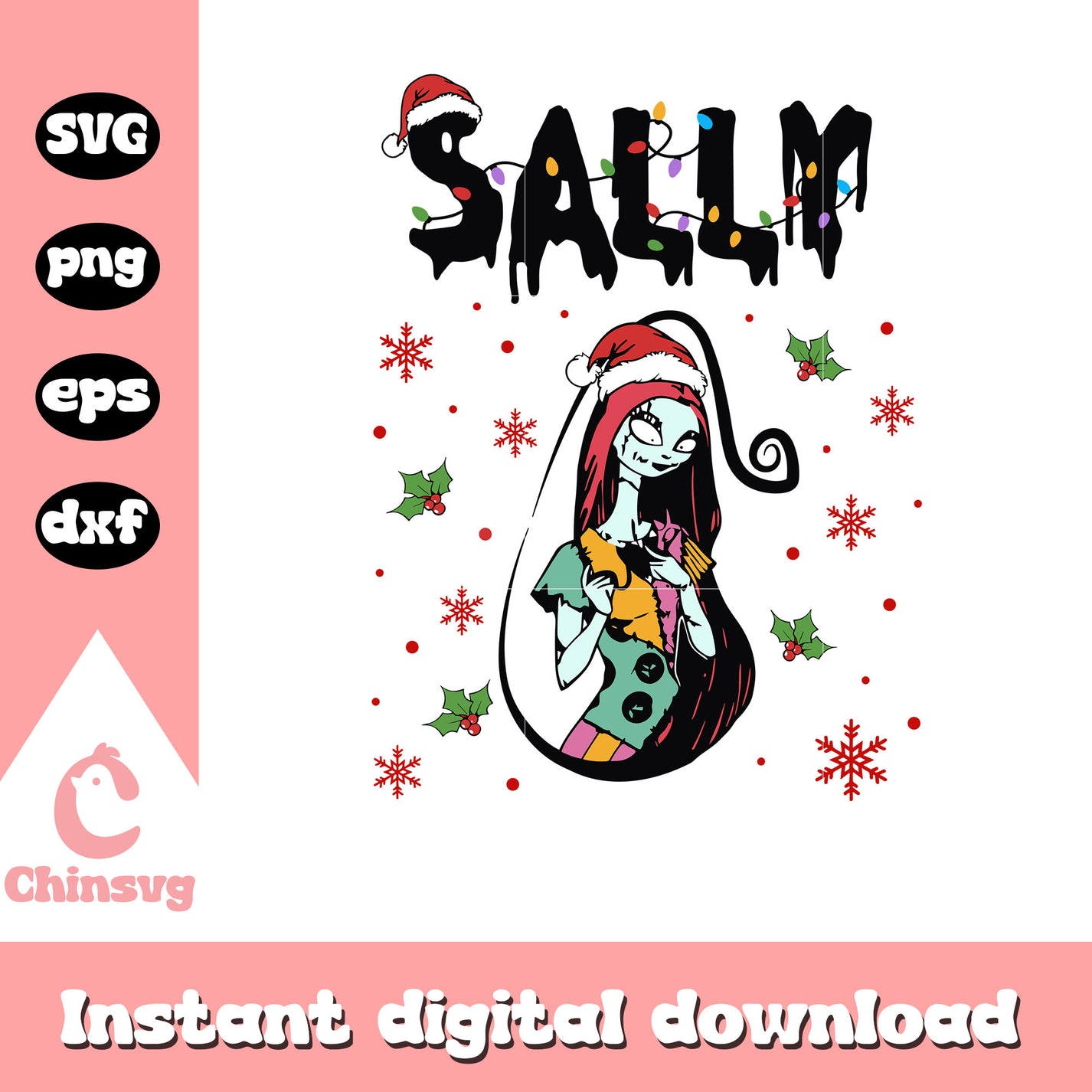 Sally character on christmas day svg, nightmare before christmas svg ...