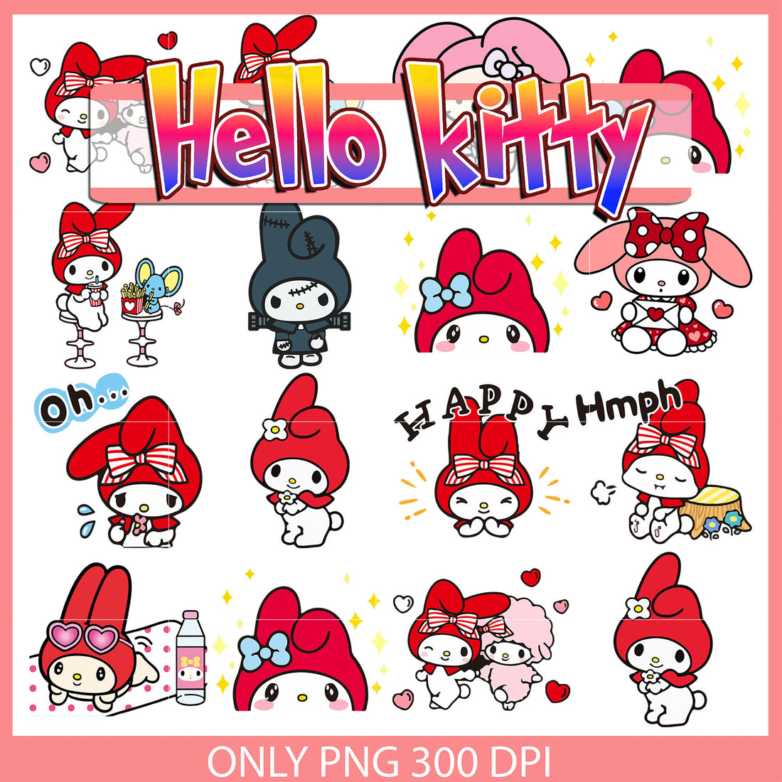 Sanrio my melody bundle design svg, my melody character svg – Chinsvg