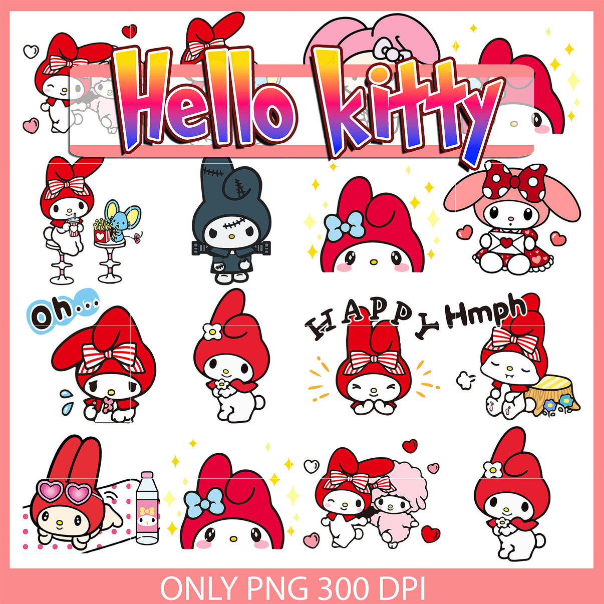 Sanrio my melody bundle design svg, my melody character svg – Chinsvg