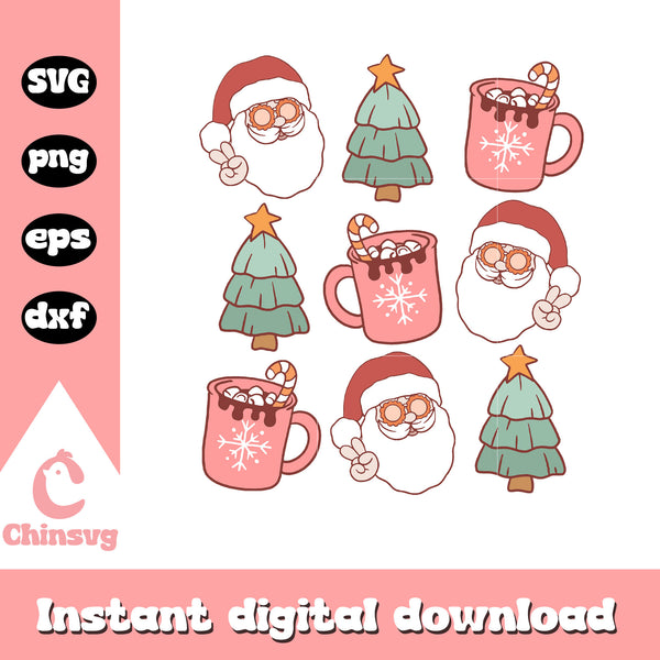 Santa claus head and hot cocoa svg, santa claus svg – Chinsvg