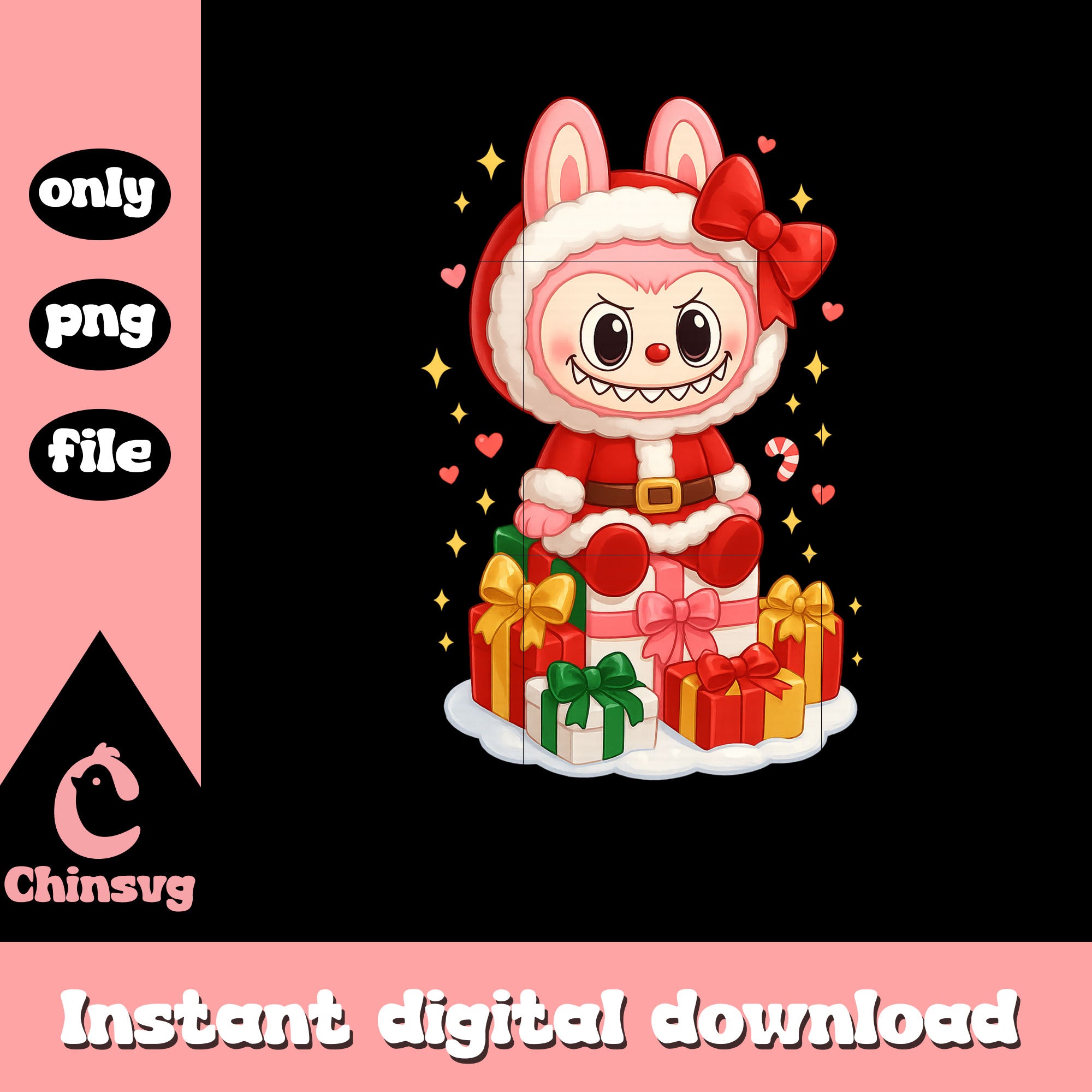 Santa claus labubu christmas gift png, labubu box png – Chinsvg