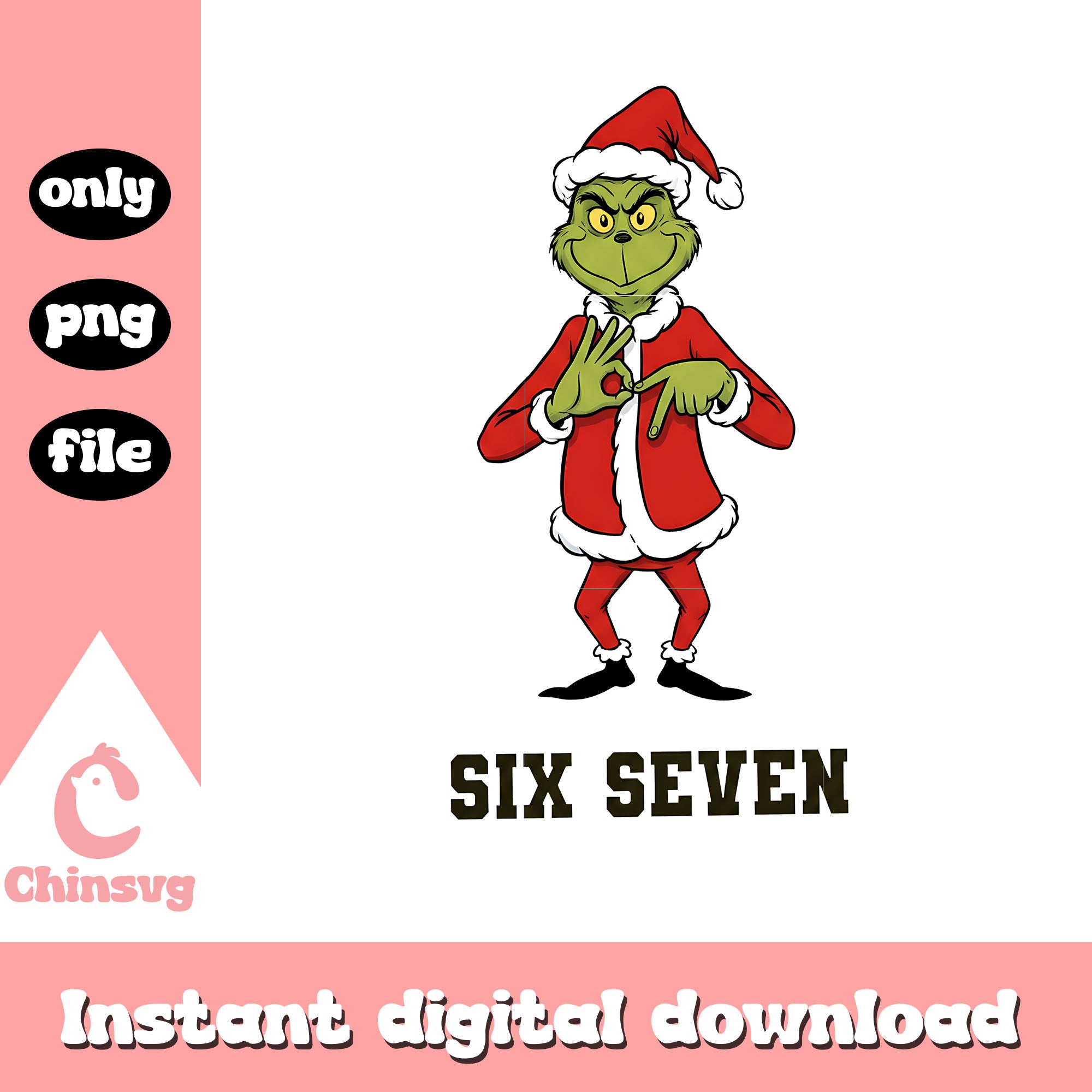 Santa grinch hand six seven christmas png, funny grinch png – Chinsvg