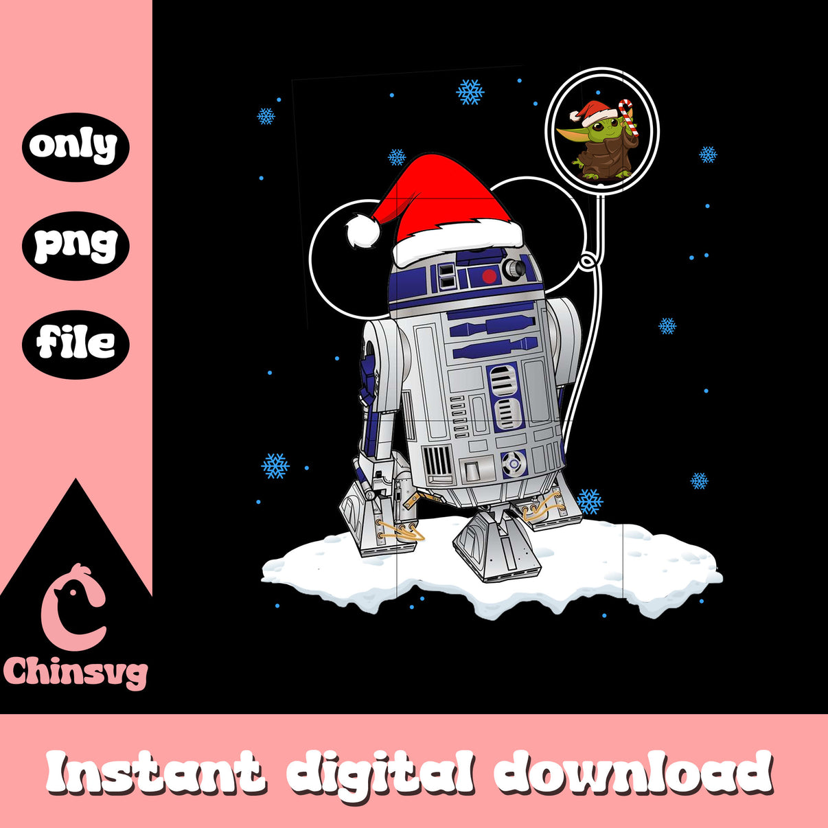 Santa r2-d2 baby yoda balloon christmas png, d2 r2 star wars png – Chinsvg