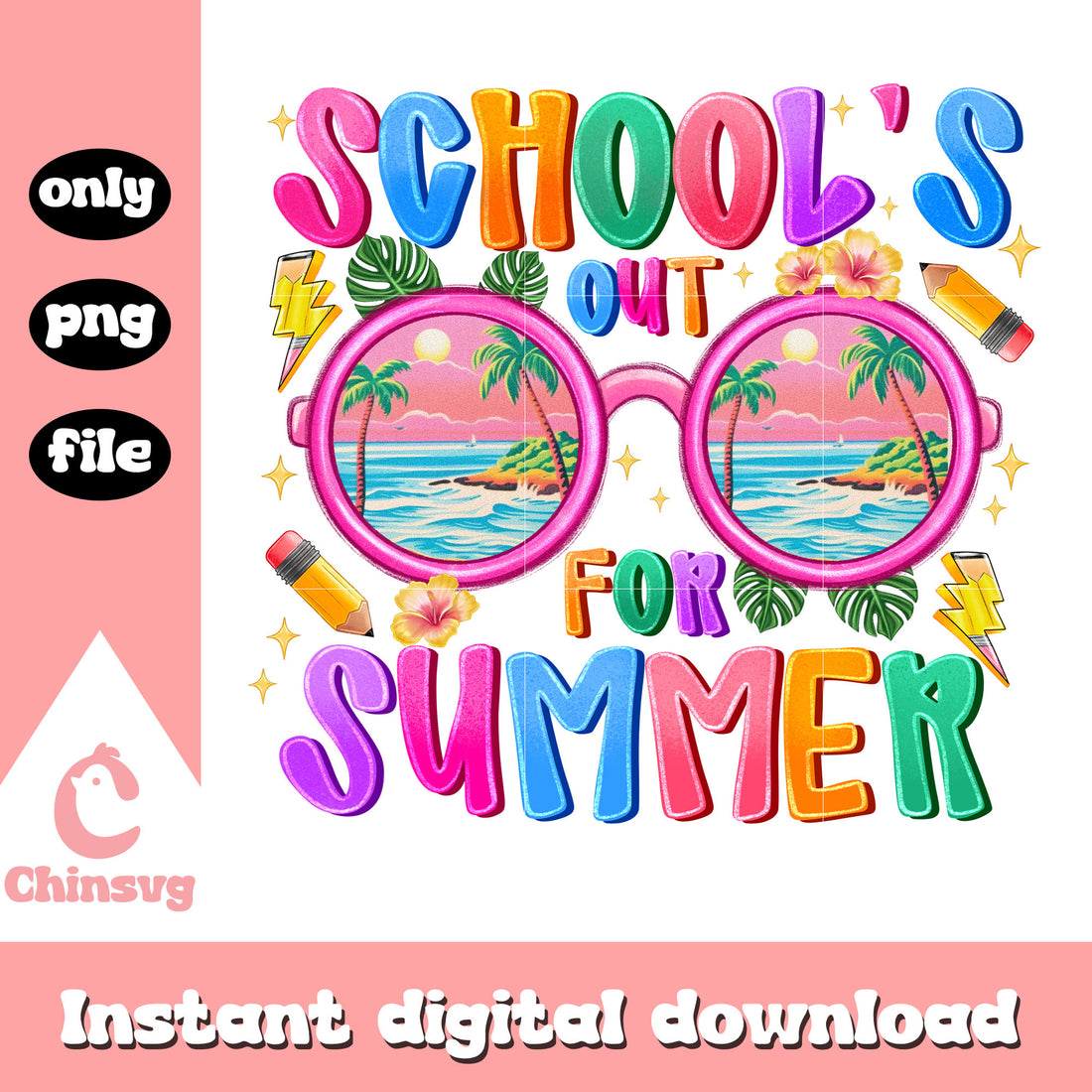 Schools out for summer design png, summer school png, summer holiday p ...