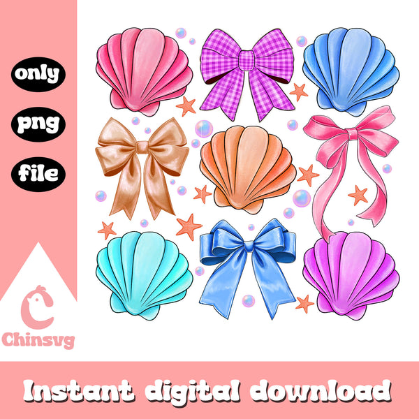 Sea shell coquette bow design png, sea shells png, summer time vibes p ...